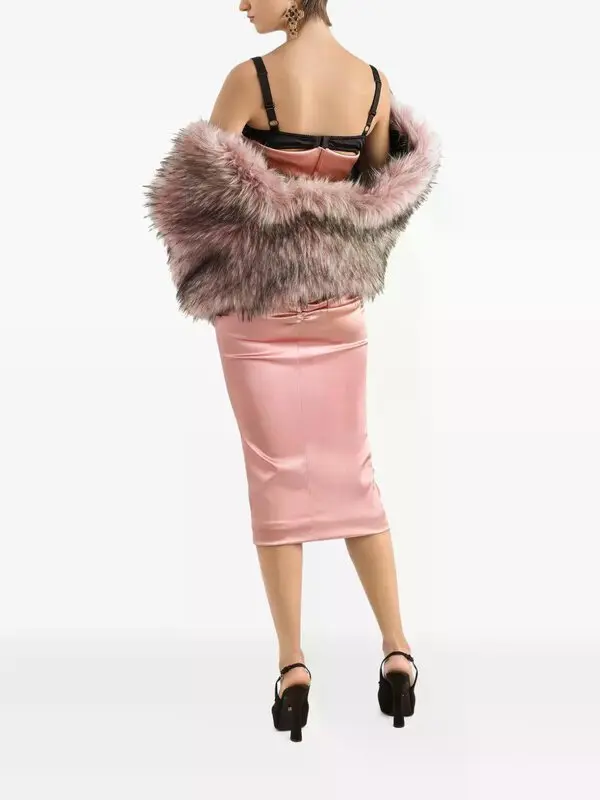 Dolce & Gabbana Draped Satin Calf-length Dress With Bra-style Cups - Pink