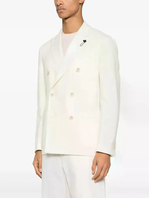 LARDINI Double-breasted Blazer - White
