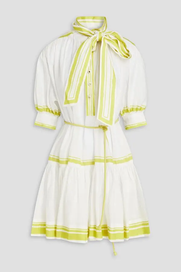 Zimmermann Striped Linen Mini Shirt Dress In White - 55% Off | Editorialist