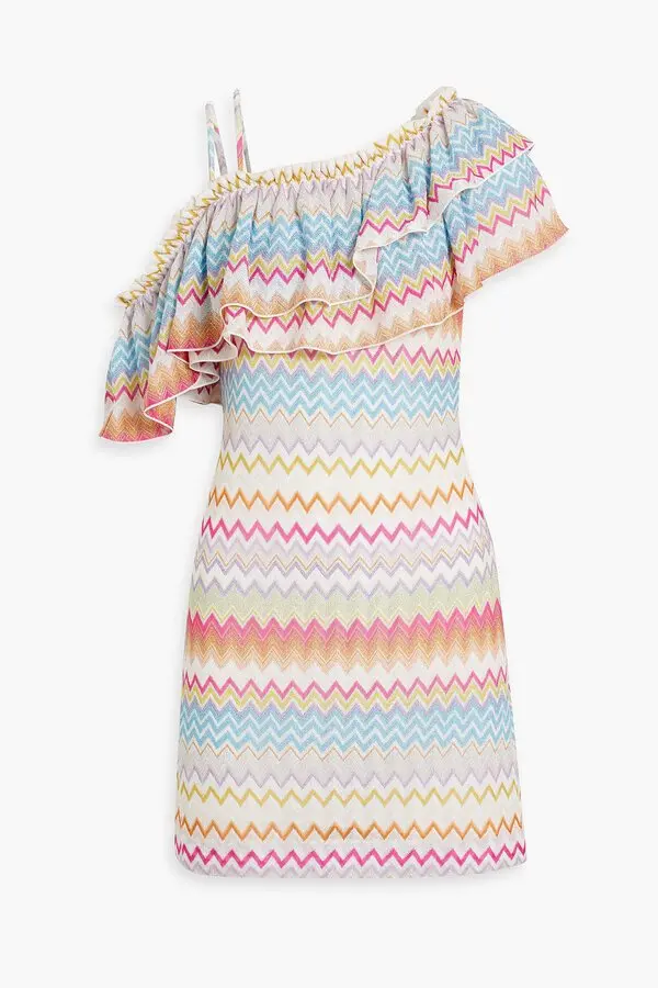 Missoni Cold-shoulder Crochet-knit Mini Dress