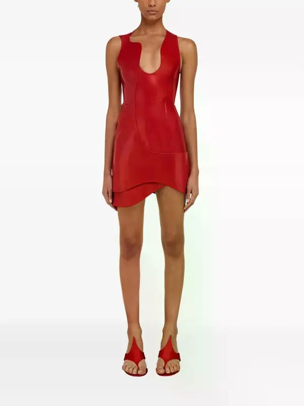 FERRAGAMO Leather Mini Dress - Red