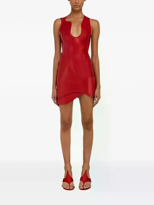 FERRAGAMO Leather Mini Dress - Red
