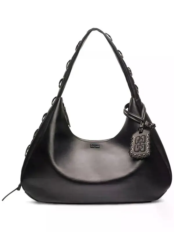 GANNI Xxl Leather Shoulder Bag - Black