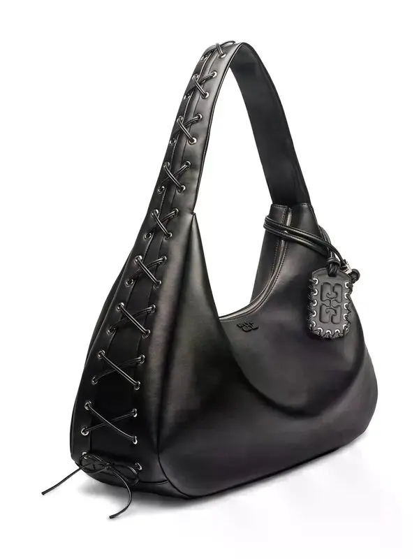 GANNI Xxl Leather Shoulder Bag - Black