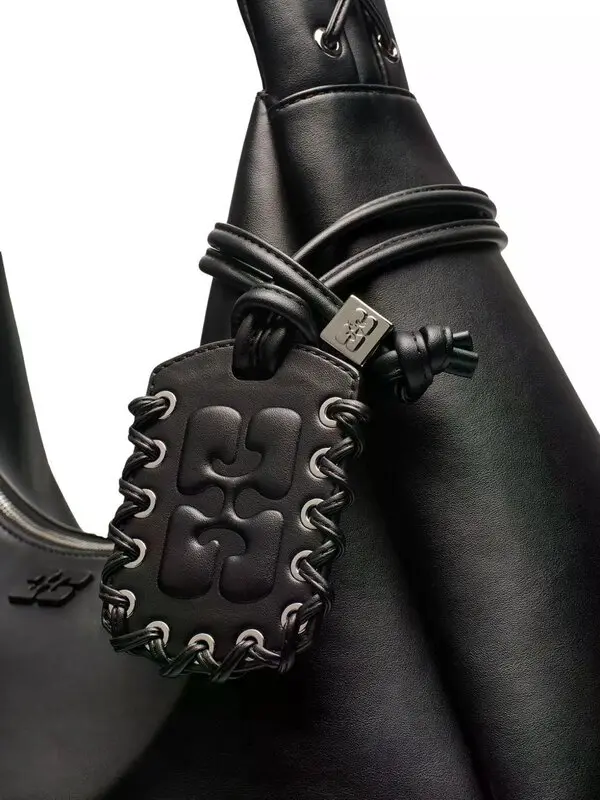 GANNI Xxl Leather Shoulder Bag - Black