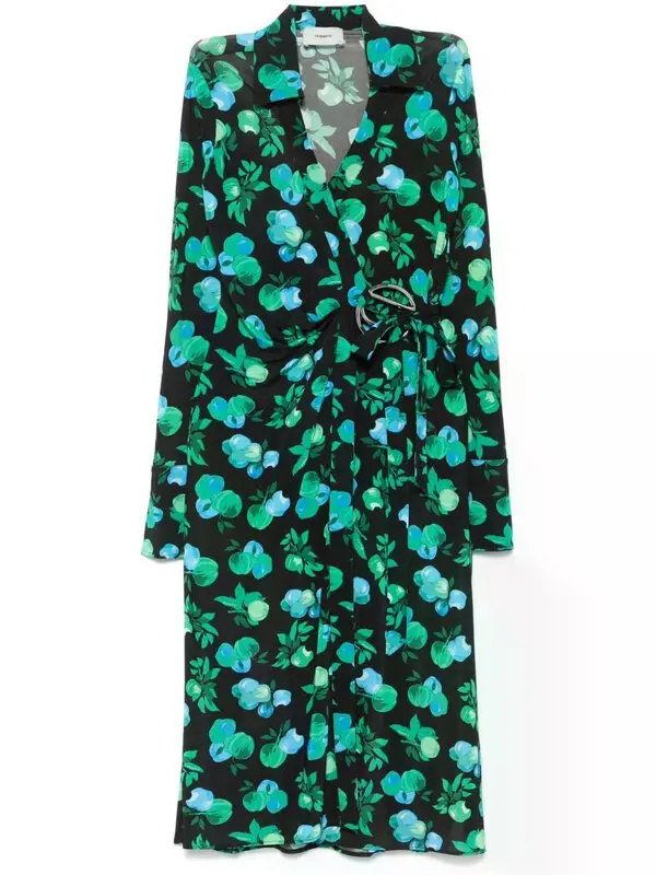Coperni C-logo Print Wrap Dress - Black