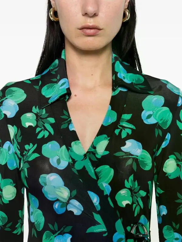 Coperni C-logo Print Wrap Dress - Black