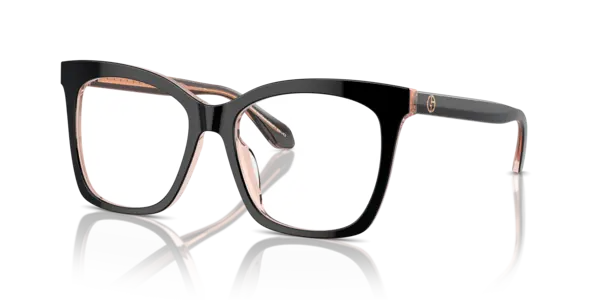 Giorgio Armani Full Rim Eyeglasses - Top Black,transparent Pink