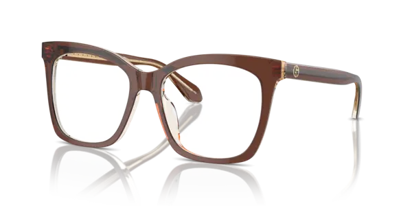 Giorgio Armani Full Rim Eyeglasses - Top Transparent Brown,honey