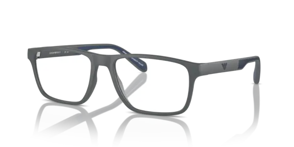 Emporio Armani Full Rim Rectangle Eyeglasses - Matte Dark Grey