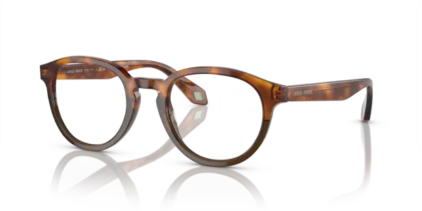 Giorgio Armani Eyeglasses Full Rim Round Frame - Rouge Havana,opaline Vert Olive