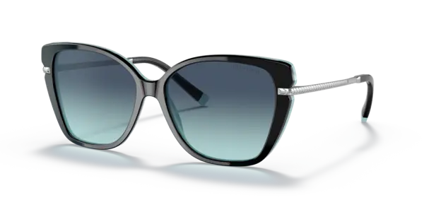 Tiffany & Co. Full Rim Cat Eye Sunglasses - Noir Sur Bleu Tiffany