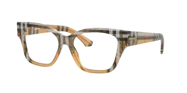 Burberry Full Rim Cat Eye Eyeglasses - Check Sand
