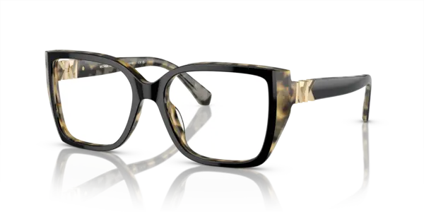 Michael Kors Full Rim Square Eyeglasses - Noir,écaille De Tortue Ambre