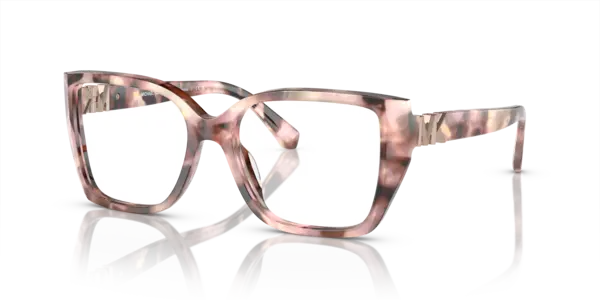 Michael Kors Full Rim Square Eyeglasses - Écaille De Tortue Rose Perlée