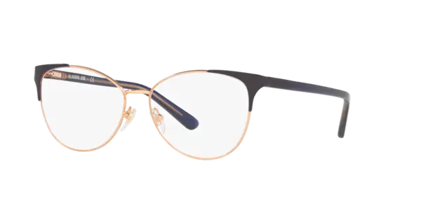 GLASSES.COM Round Frame Eyeglasses - Rose Gold,shiny Blu On Top Bar