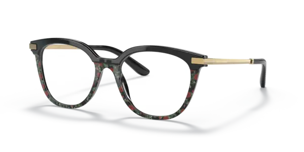 Dolce & Gabbana Dg3346 Eyeglasses - Noir,imprimé Roses Rouges