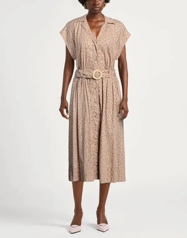 TWINSET Printed Cotton Midi Shirt Dress With Belt