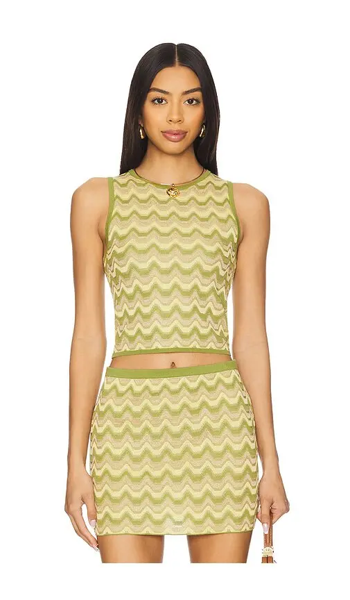 Devon Windsor Lata Knit Top - Pistachio Stripe
