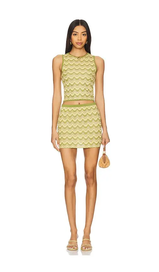 Devon Windsor Lata Knit Top - Pistachio Stripe