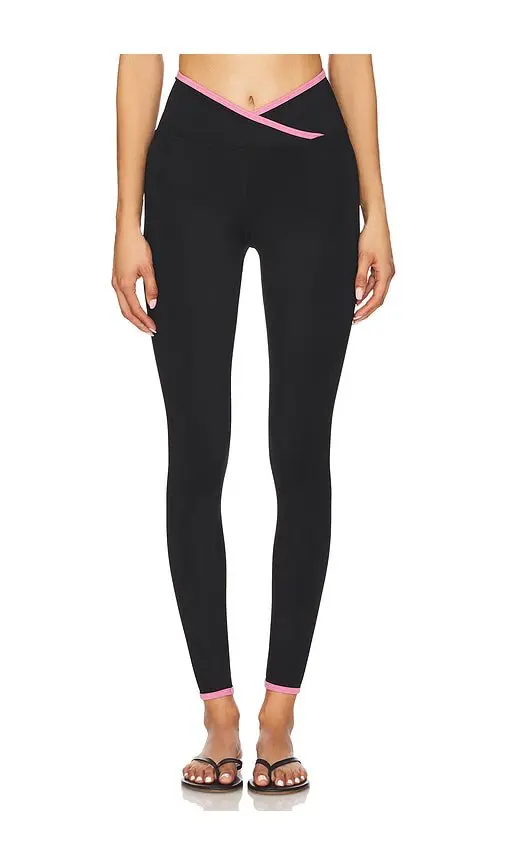 Strut This The Rae Ankle Legging In Black - Black & Primrose