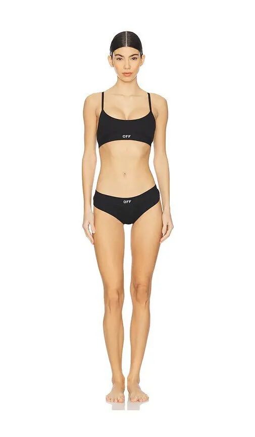 Off-White Off Rib Brazilian Panties In Black