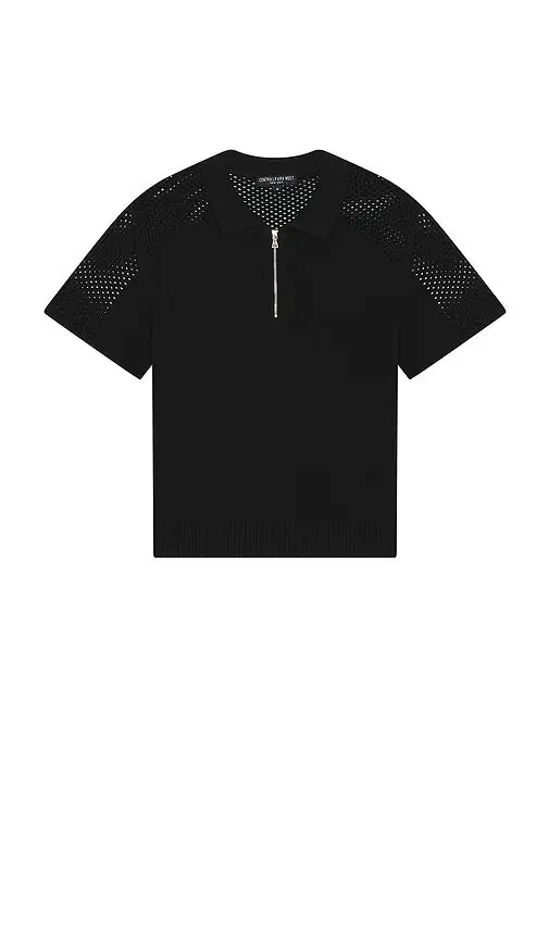 Central Park West Mesh Shoulder Sweater - Black