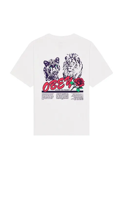 Obey Unite & Fight Tee In White - Pigment Vintage White