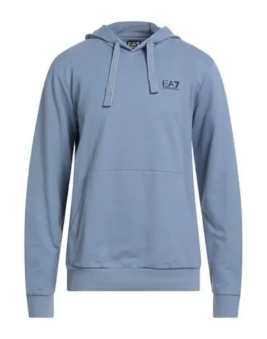 EA7 Cotton-elastane Fleece Sweatshirt - Light Blue