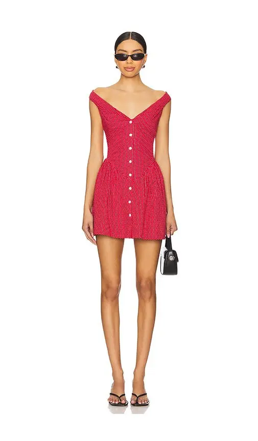 Frankies Bikinis Charlotte Button Front Off-the-shoulder Dress