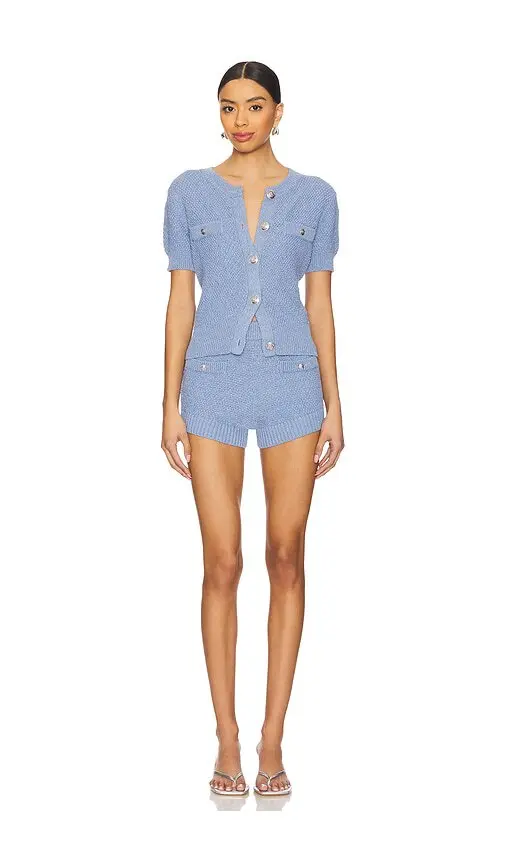 Central Park West Seed Stitch Short Sleeve Cardigan