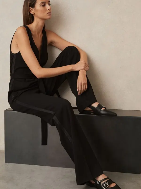 REISS Lois Leather Buckle-strap Flat Mules
