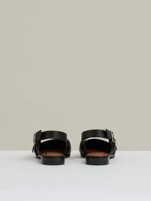 REISS Lois Leather Buckle-strap Flat Mules
