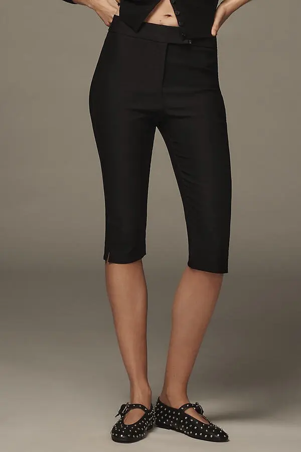 LAMARQUE Celine Stretch Twill Capri Pants - Black