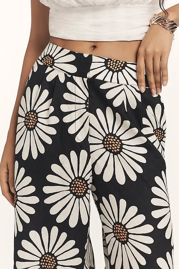Farm Rio X Linen Blend Daisy Wide-leg Pants