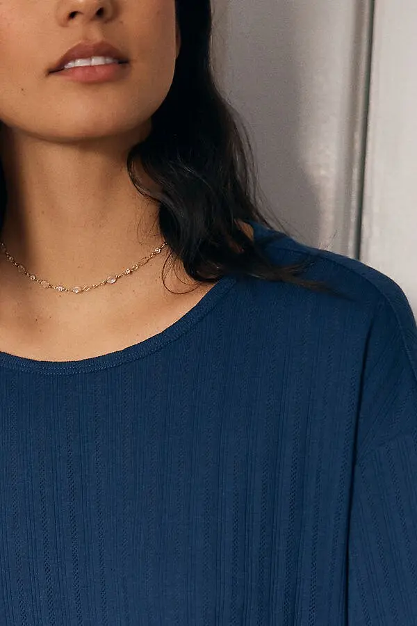 Eberjey Short-sleeve Pointelle Top - Navy