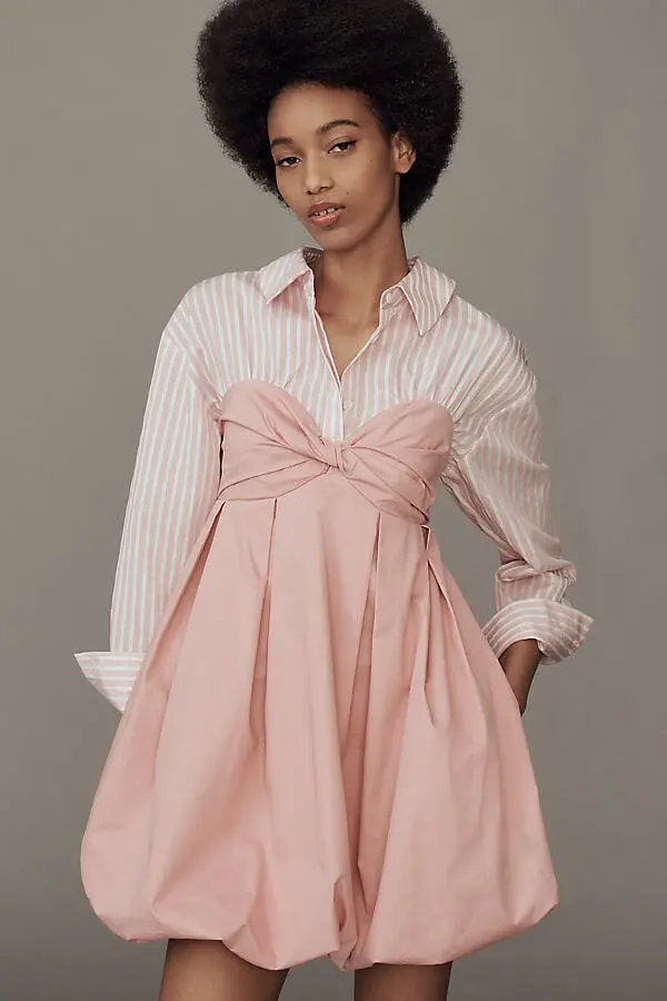Mare Mare Layered Twofer Bubble Mini Shirt Dress In Pink - 41% Off |  Editorialist