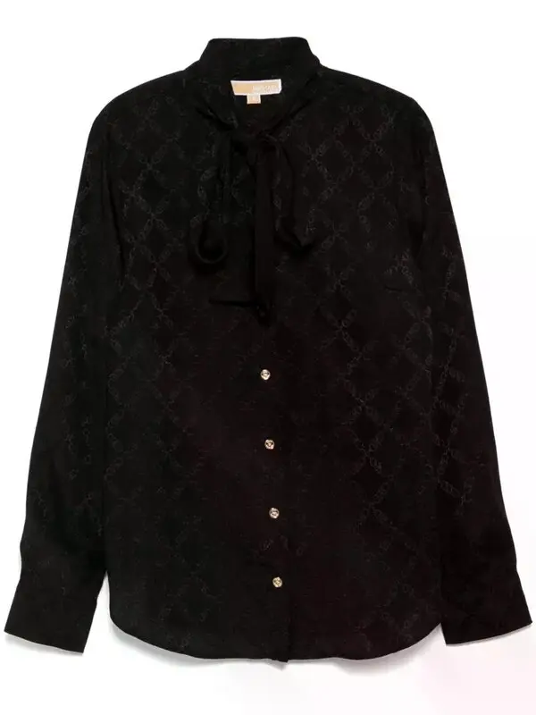 Michael Kors Empire Diamond-jacquard Tie-neck Blouse