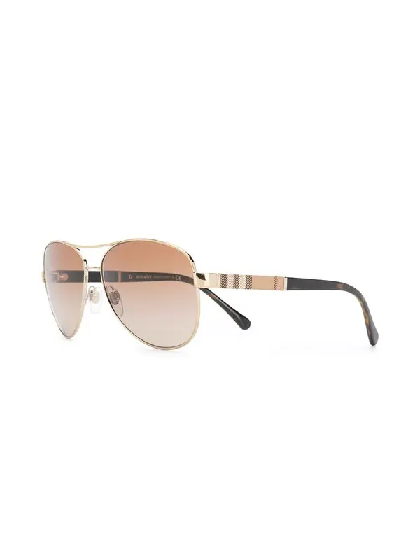 Burberry Check Print Sunglasses - Gold