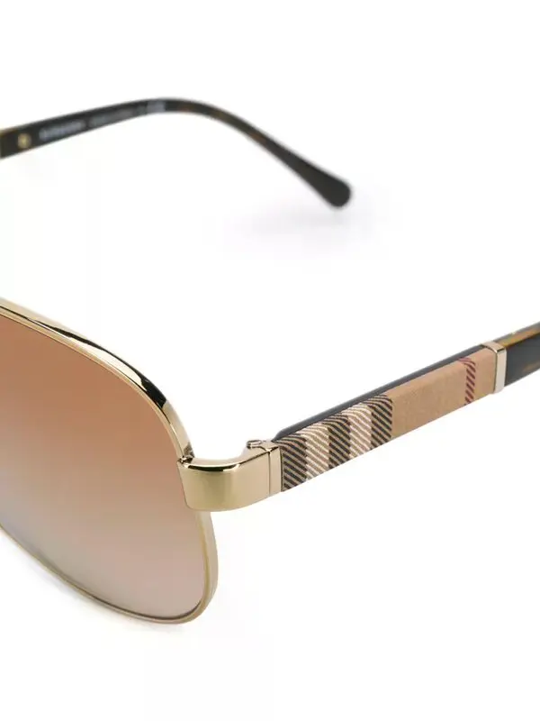 Burberry Check Print Sunglasses - Gold