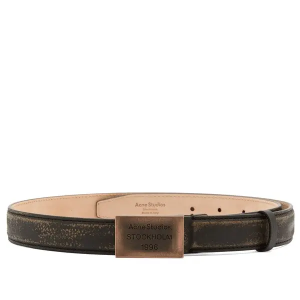 Acne Studios 1996 Logo Plaque Belt - Dark Brown/beige