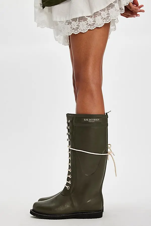 ISLE JACOBSEN Ilse Jacobsen Lace-up Rain Boots - Army