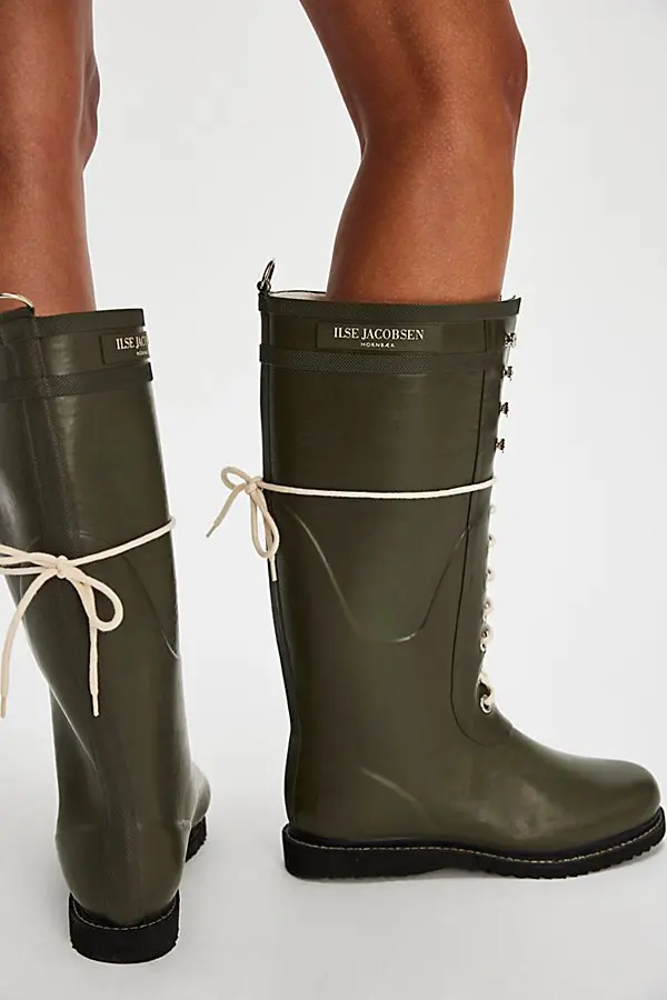 ISLE JACOBSEN Ilse Jacobsen Lace-up Rain Boots - Army
