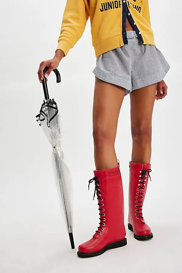ISLE JACOBSEN Ilse Jacobsen Lace-up Rain Boots - Red