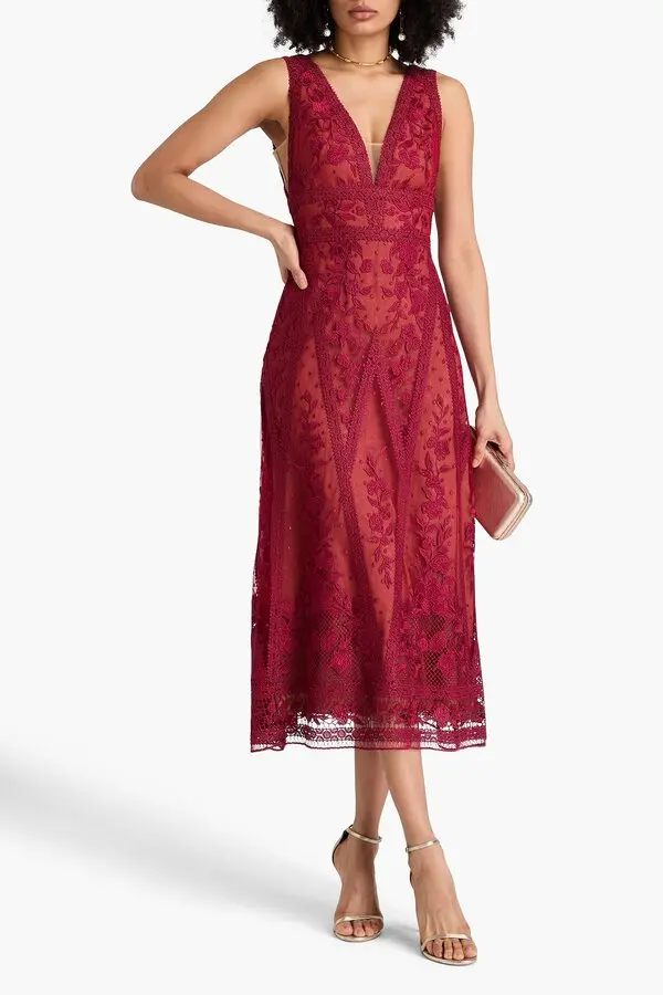 Marchesa Notte Midi Dress, 10 / SCARLET