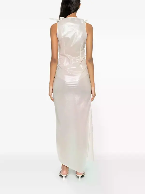 Coperni Floral-appliqué Asymmetric Gown - Neutrals