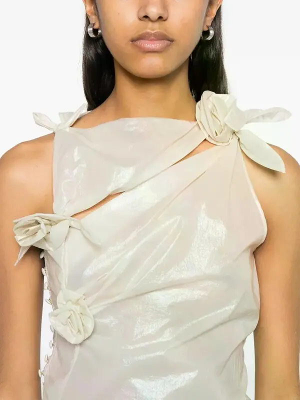 Coperni Floral-appliqué Asymmetric Gown - Neutrals