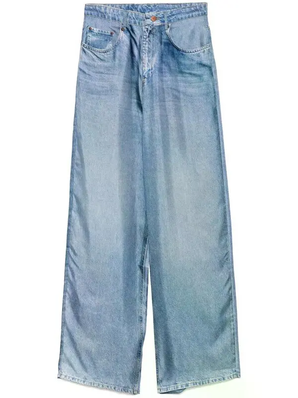 PIERRE-LOUIS MASCIA Wide-leg Silk Trousers - Blue