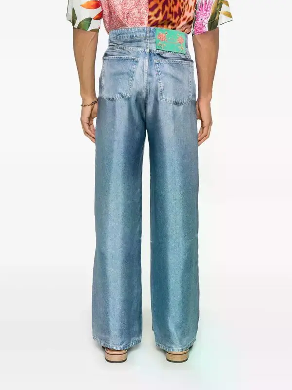 PIERRE-LOUIS MASCIA Wide-leg Silk Trousers - Blue