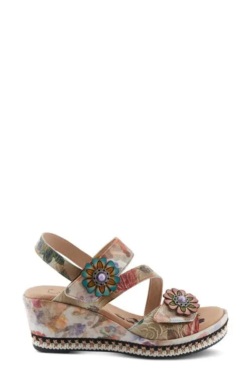 SPRING STEP SHOES Slingback Platform Wedge Sandals - Beige Multi